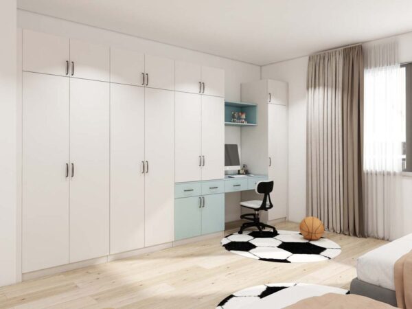 Modern Kids Closet With Integrated Study Desk - Hanse